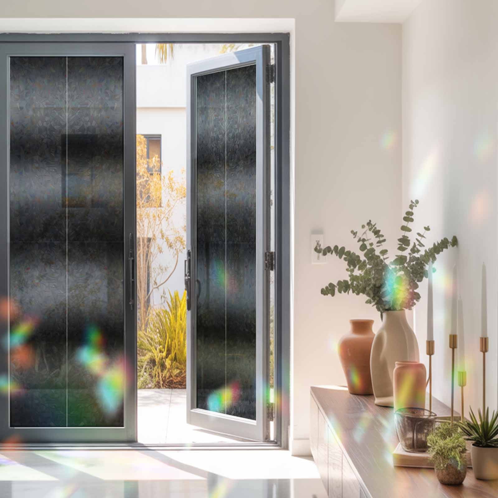 Black Grey Ombre Window Privacy Film Modern Gradient Solid Color ...