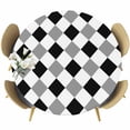 Black Grey Plaid Round Tablecloth 45-54 Inch Round Fitted Table Cloth ...