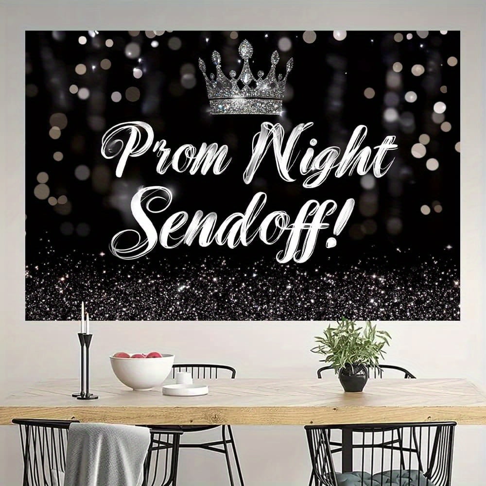 Black & Grey Prom Night Backdrop 2025– Graduation Send-Off, Crown, Cake ...