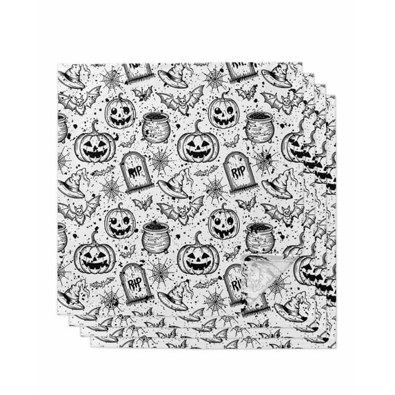 Black Grey Pumpkin Halloween Cloth Napkins Set of 4 Reusable Dinner ...