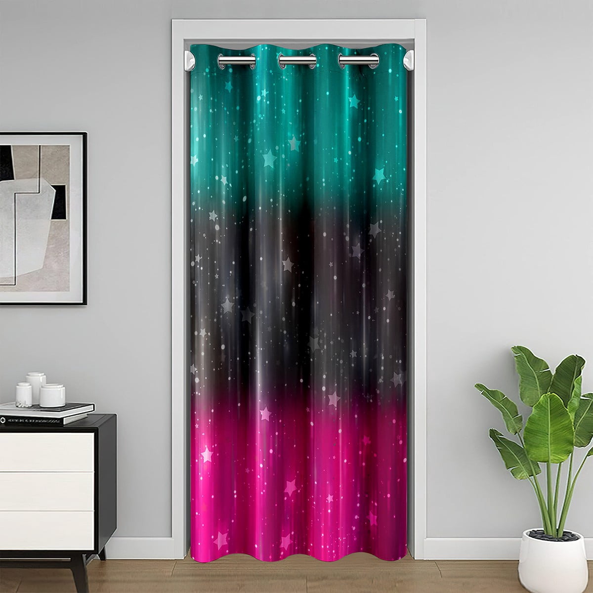Black And Grey Room Divider Curtain,Ombre Lines Door Drape,Modern ...