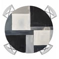 Black Grey Round Fitted Tablecloth with Elastic Edge, Modern Abstract ...