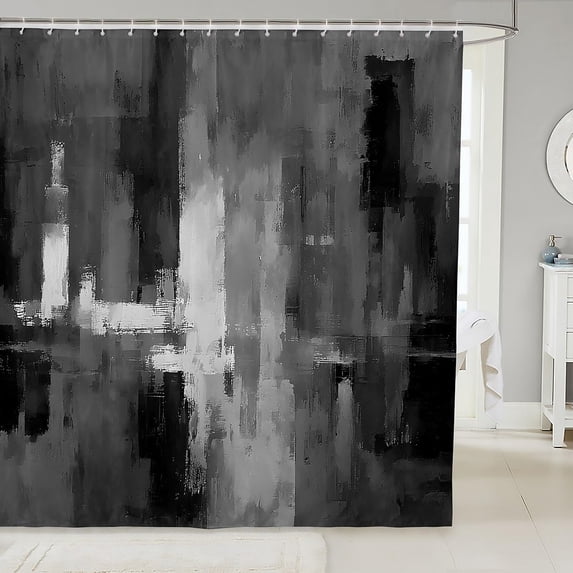 Black Grey Shower Curtain for Bathroom Decor Abstract Rust Art Bath ...