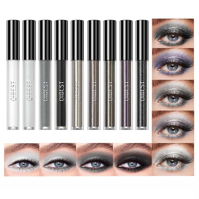 Black Grey Smokey Liquid Eyeshadow Kit for Halloween Goth Makeup, Smoky ...