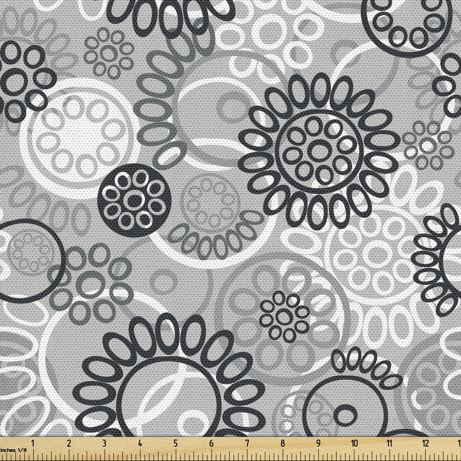 Ambesonne Black and Grey Fabric by the Yard Upholstery, Greyscale ...