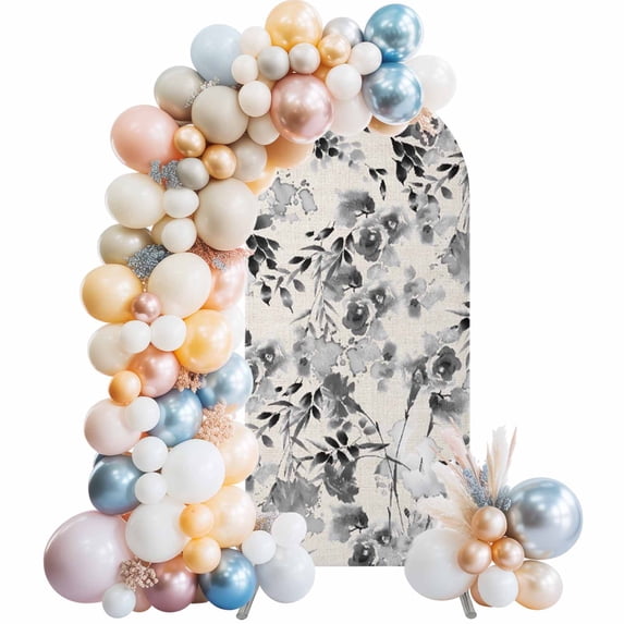Black Grey Spring Floral Arch Backdrop Cover 6.6x3.3 Ft,Spandex Wedding ...