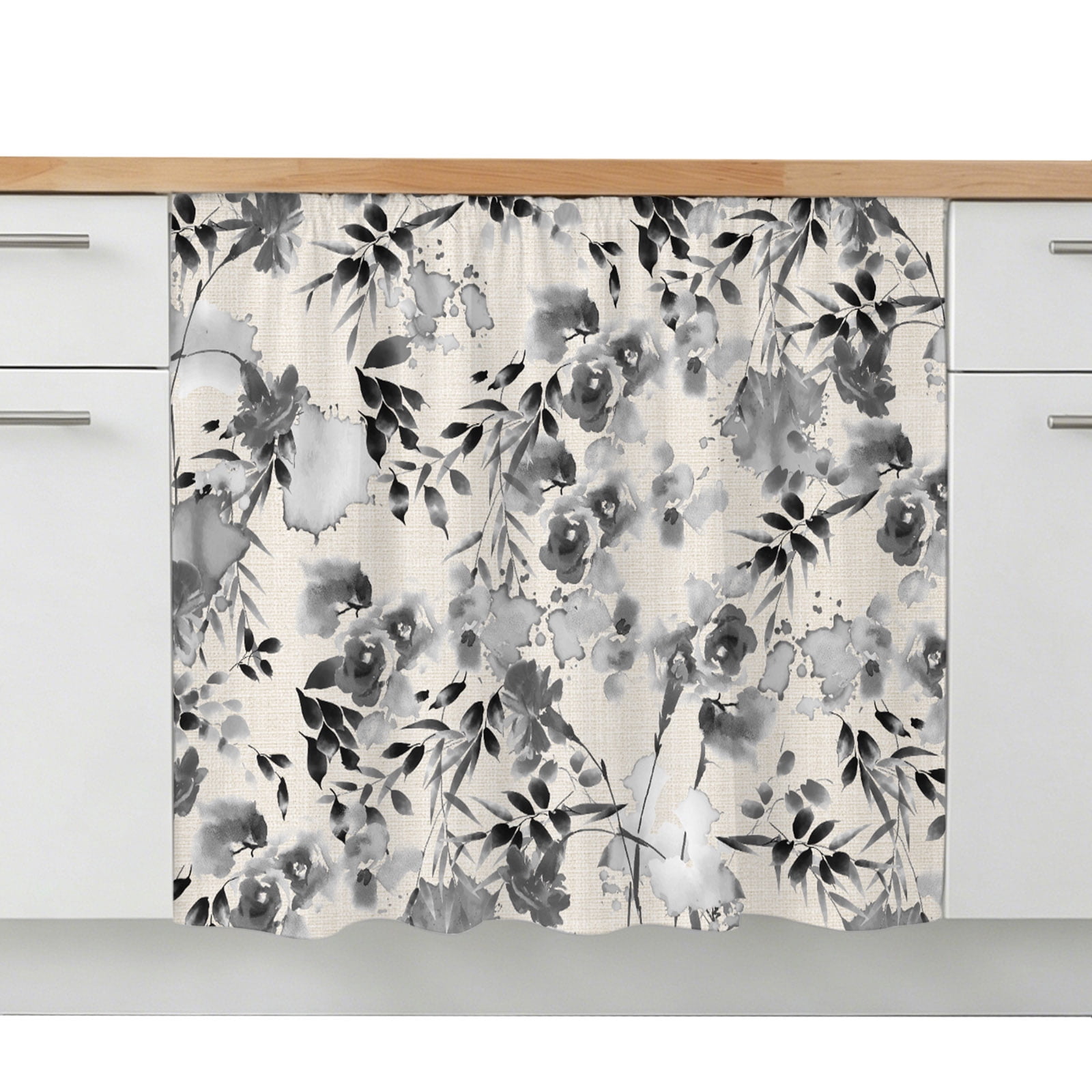 Black Grey Spring Floral Sink Skirt 11"W x 13"L,Dustproof Under Sink ...