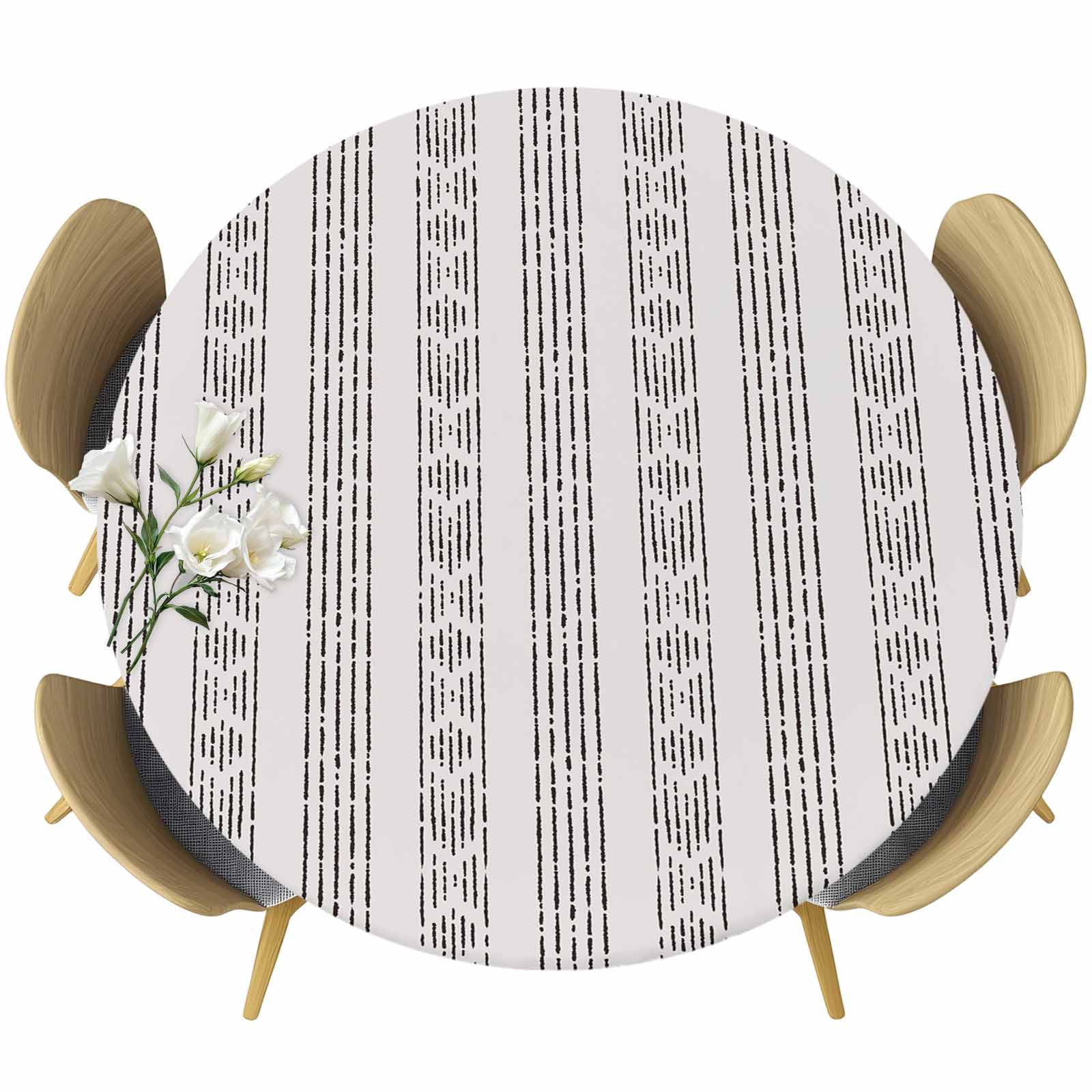 Black Grey Stripe Round Tablecloth 36-44 Inch Round Fitted Table Cloth ...