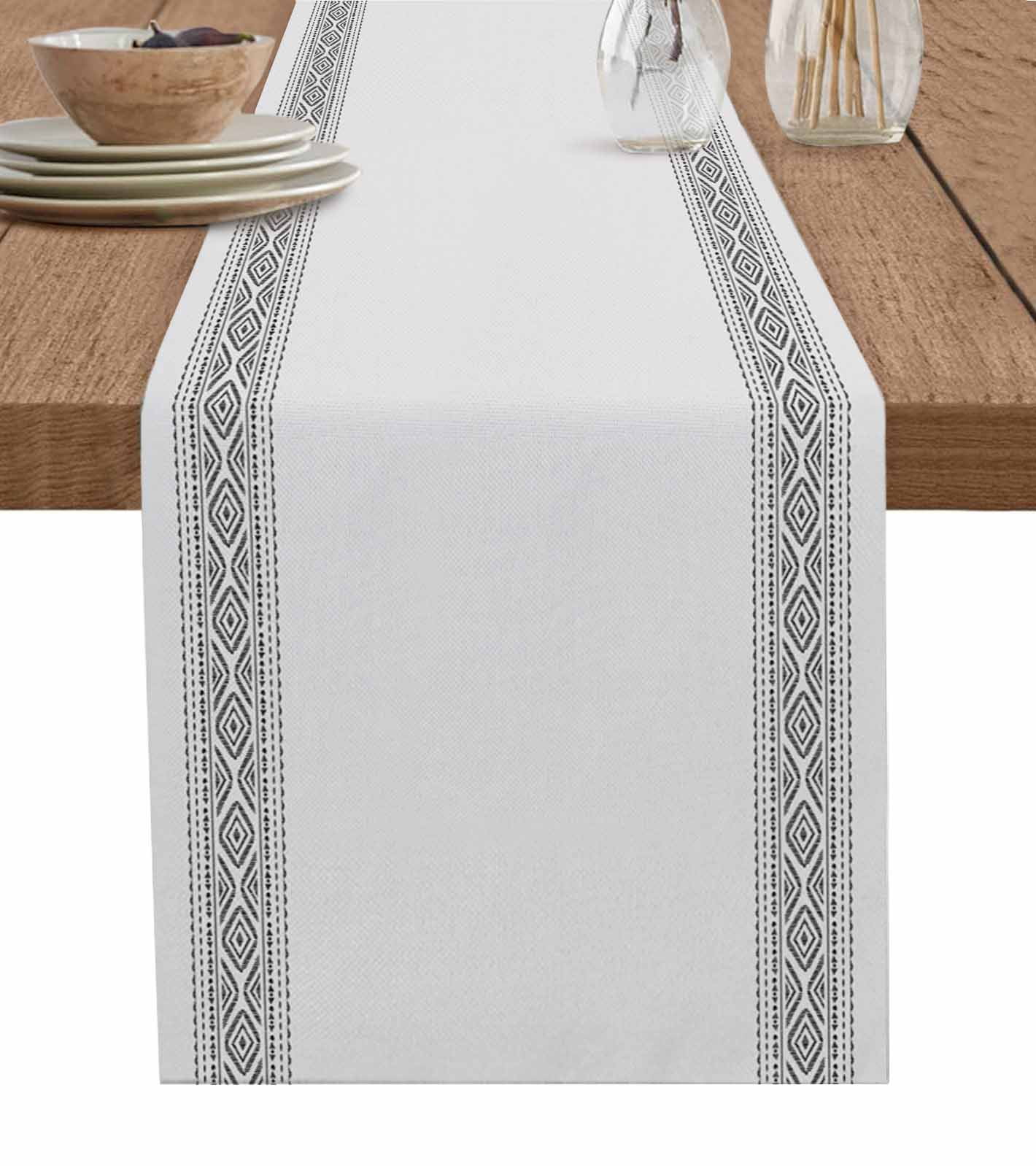 Black Grey Stripe Table Runner 72 Inches, Bohemian Tribe Farmhouse ...