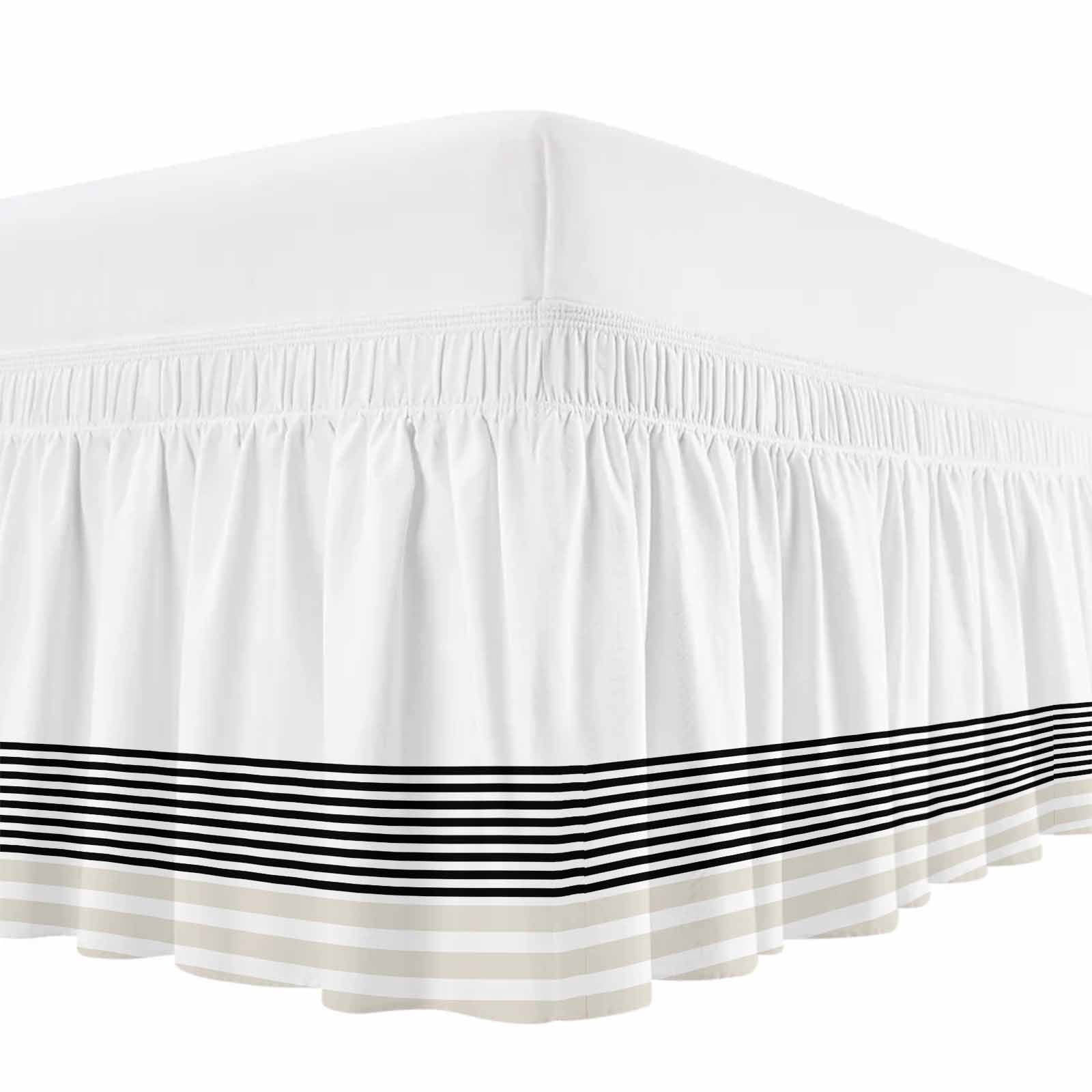 Black Grey Striped Bed Skirt Cal King Size, Modern Farmhouse Stripes ...