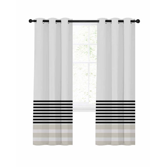 Black Grey Striped Blackout Curtains 84 Inches Long for Bedroom, Modern ...
