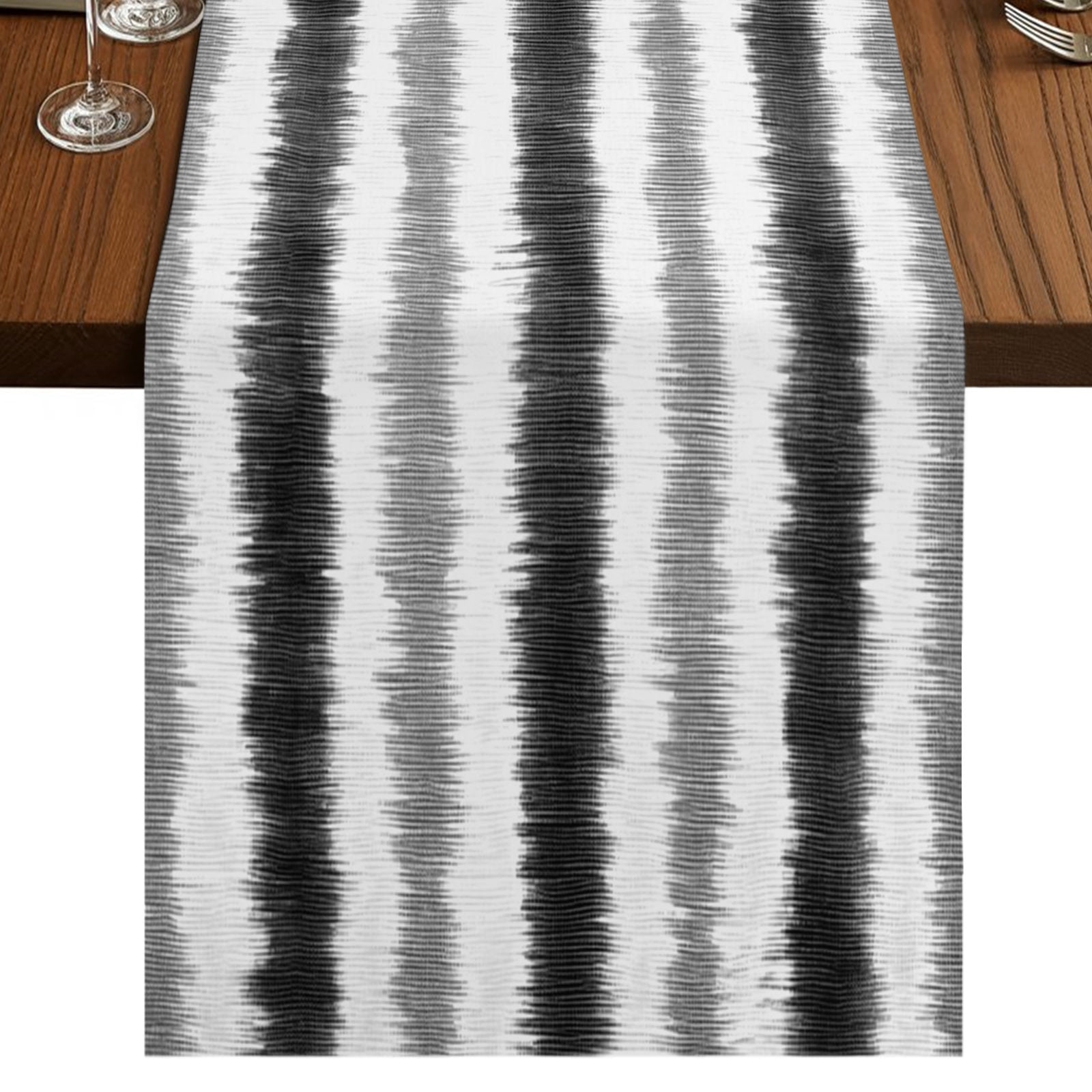 Black Grey Striped Burlap Cotton Table Runner 13x48 Inches Long ...