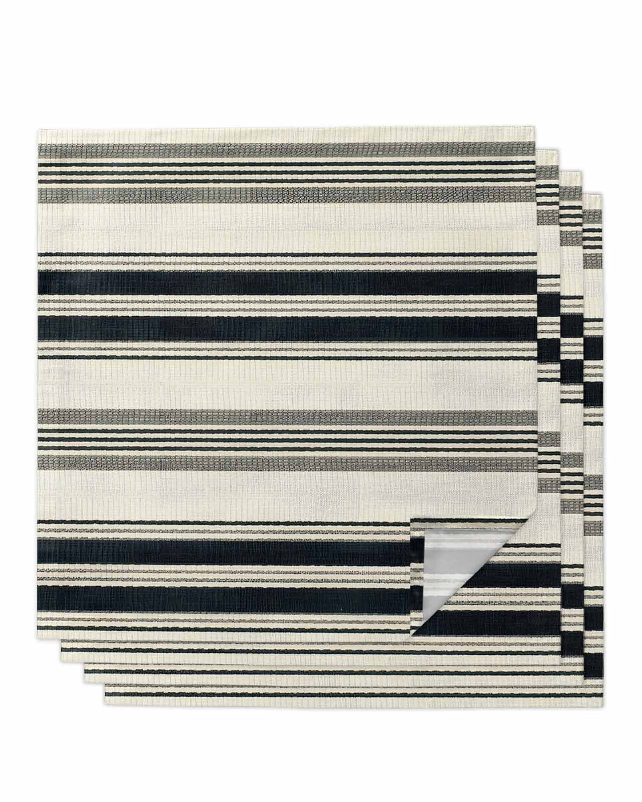 Black Grey Striped Cloth Napkins Set of 4 Reusable Dinner Napkins ...