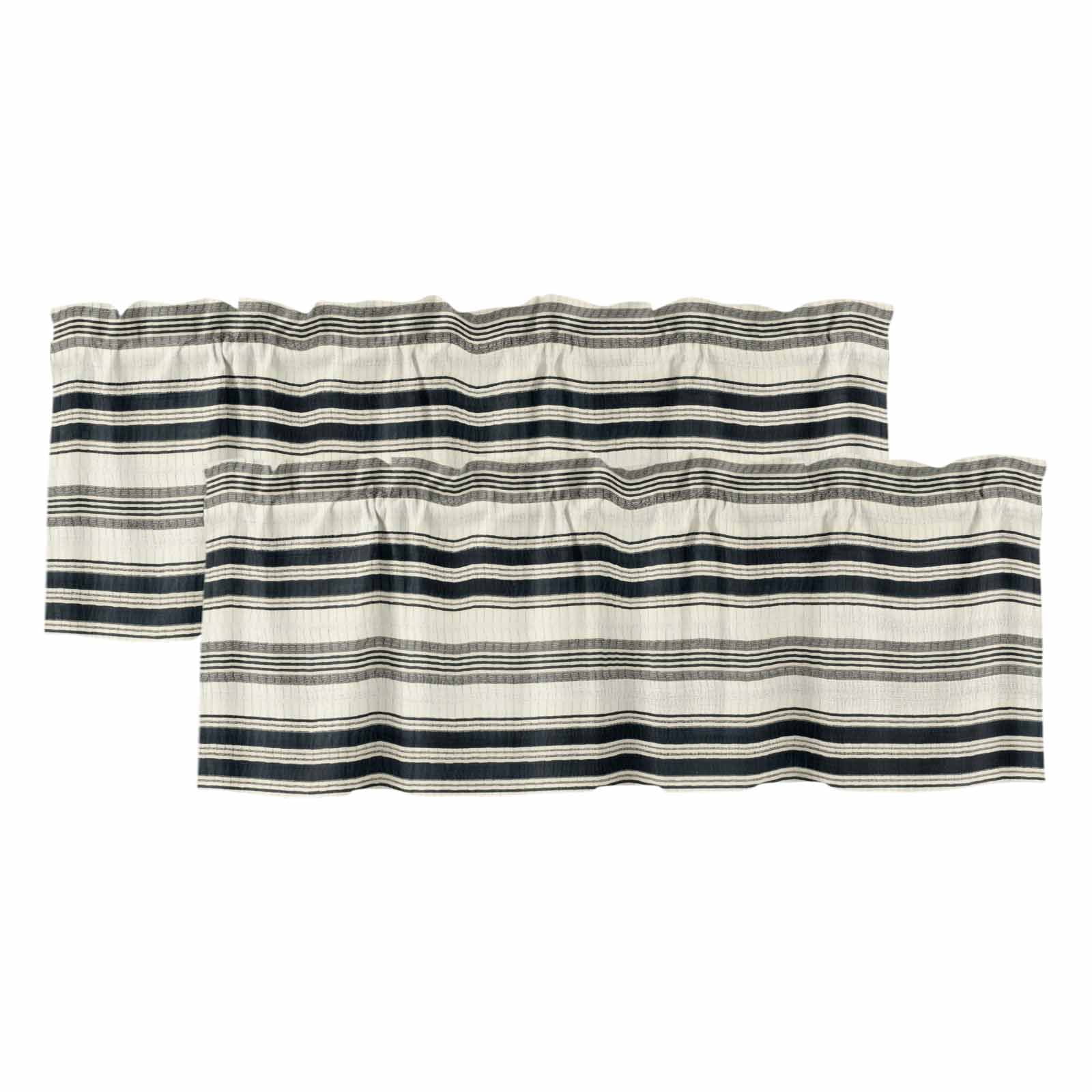 Black Grey Striped Curtain Valances for Windows, Kitchen Valance Window ...