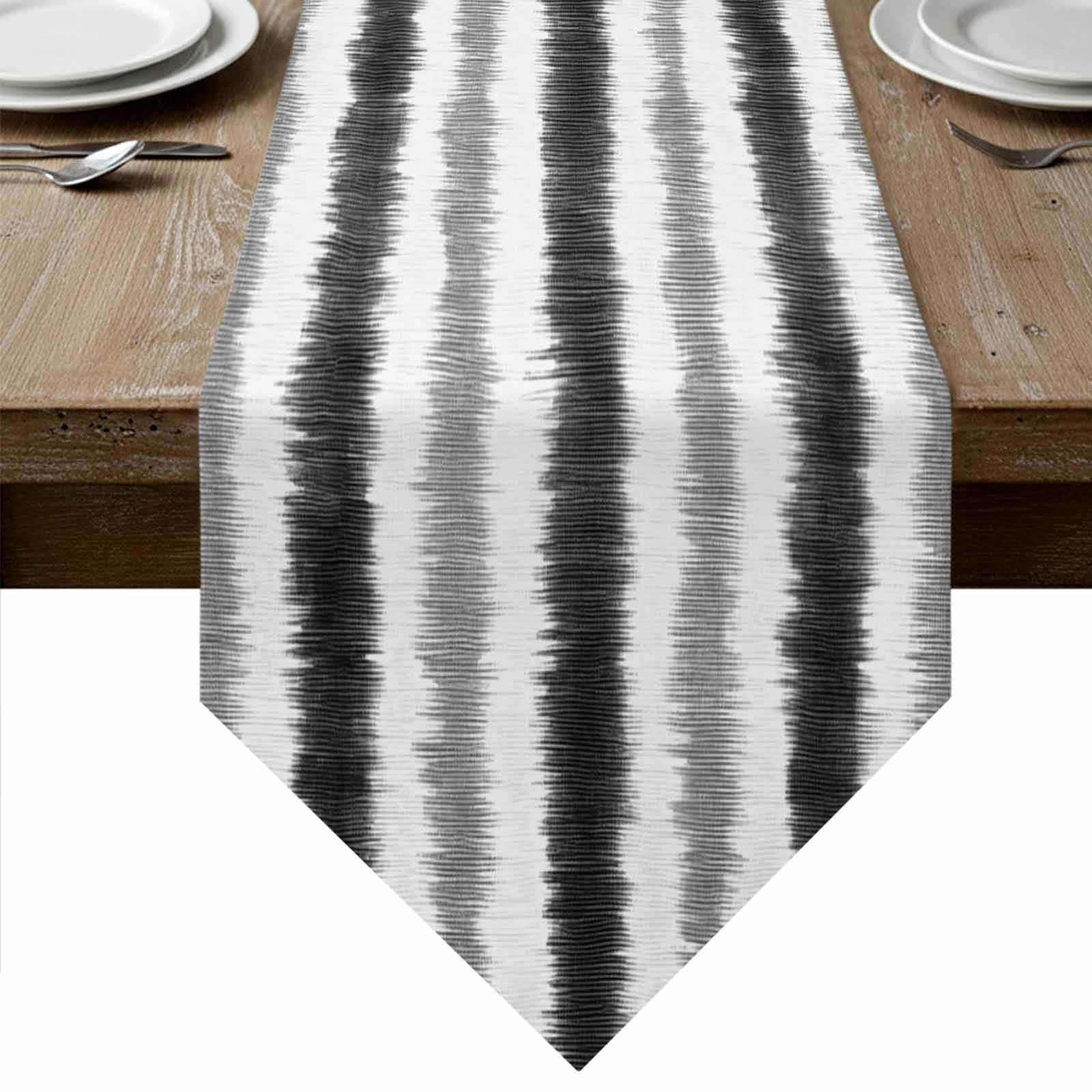 Black Grey Striped Table Runner Linen Burlap Table Runner 108 Inches ...