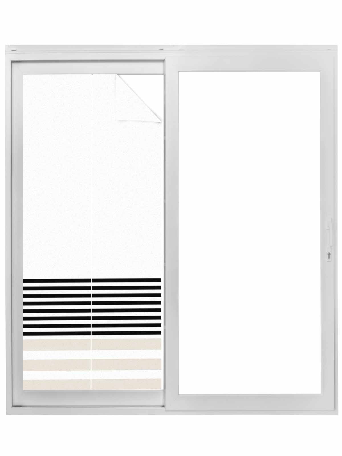 Black Grey Striped Window Privacy Film, Modern Farmhouse Stripes Static ...