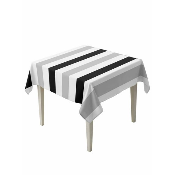 Black Grey Stripes Table Cloth, White Striped Vertical Modern Geometric ...