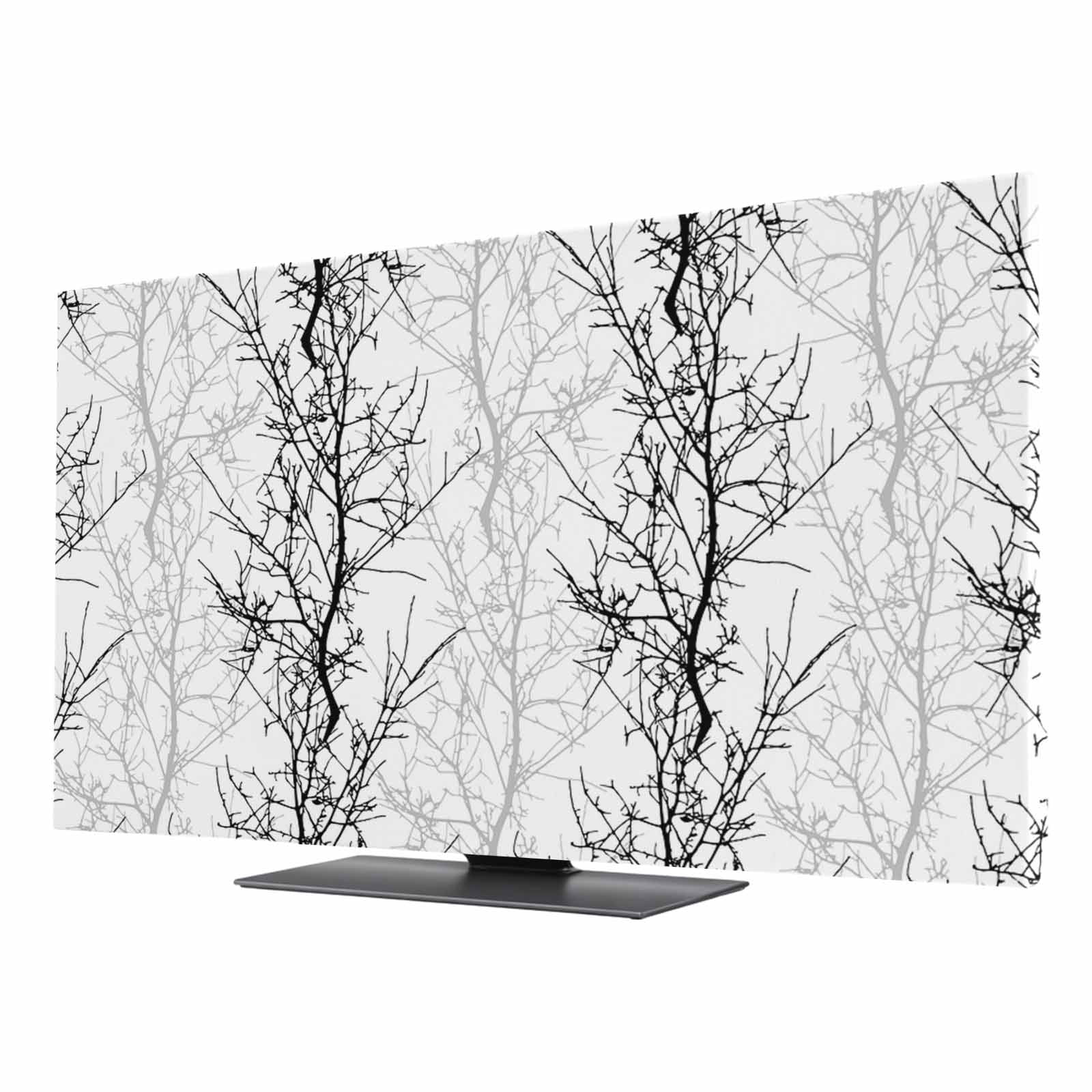 Black Grey TV Dust Cover 32 Inch, Tree Branch Computer Monitor Cover ...