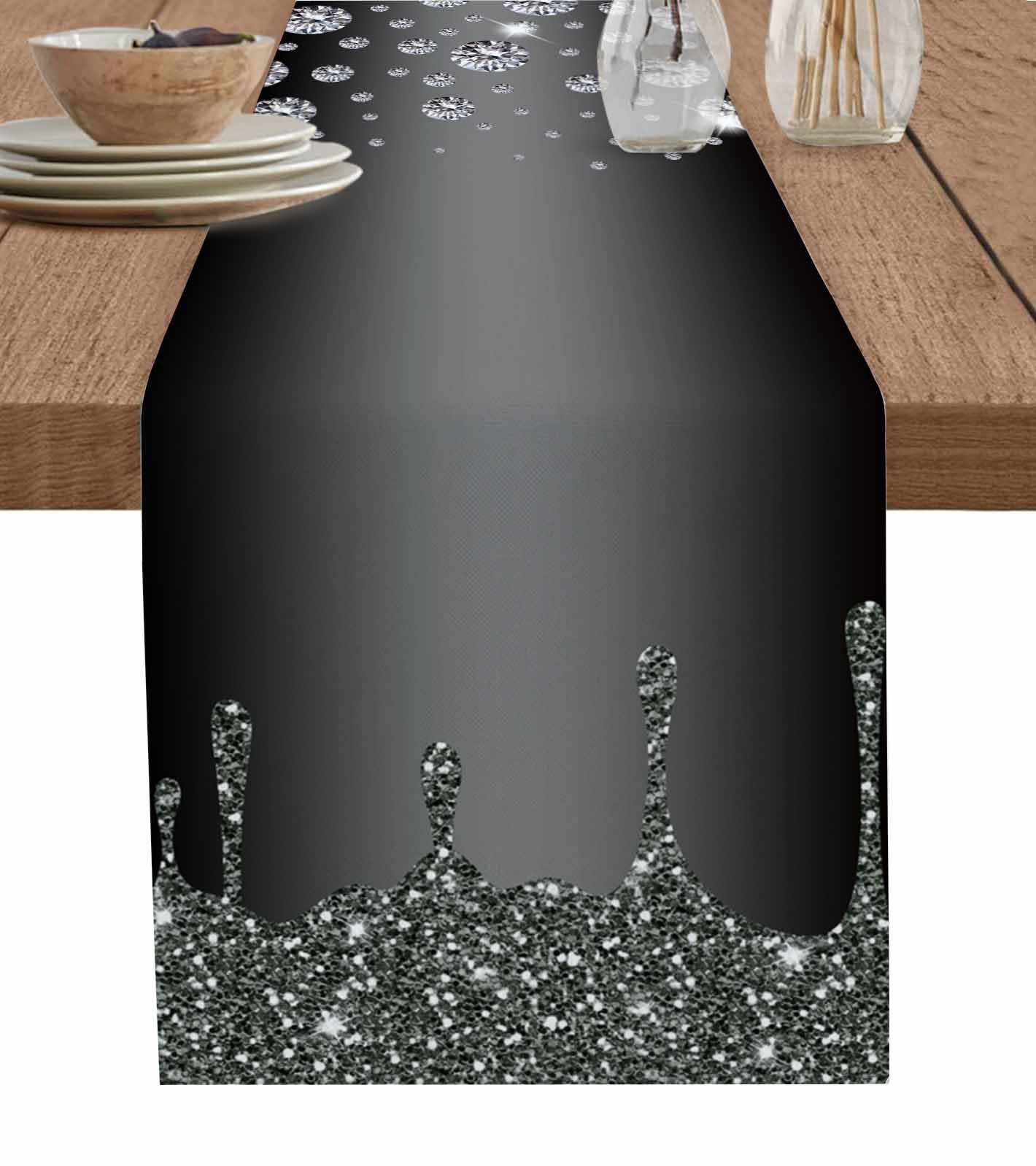 Black Grey Table Runner Modern Abstract Diamond Luxury Gradient ...