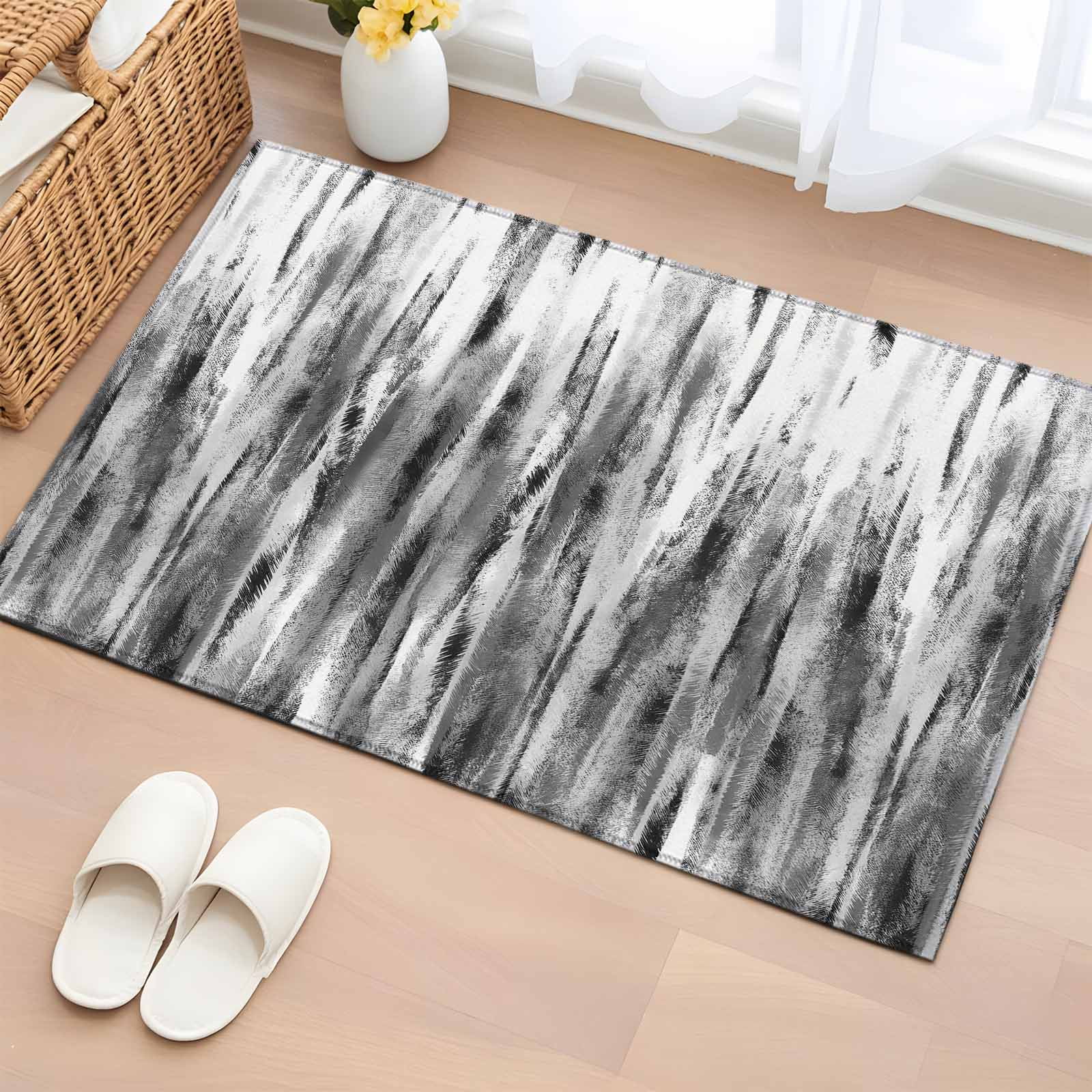 Black Grey Vintage Bathroom Rug Washable 2x3 Entryway Rug Non Slip ...