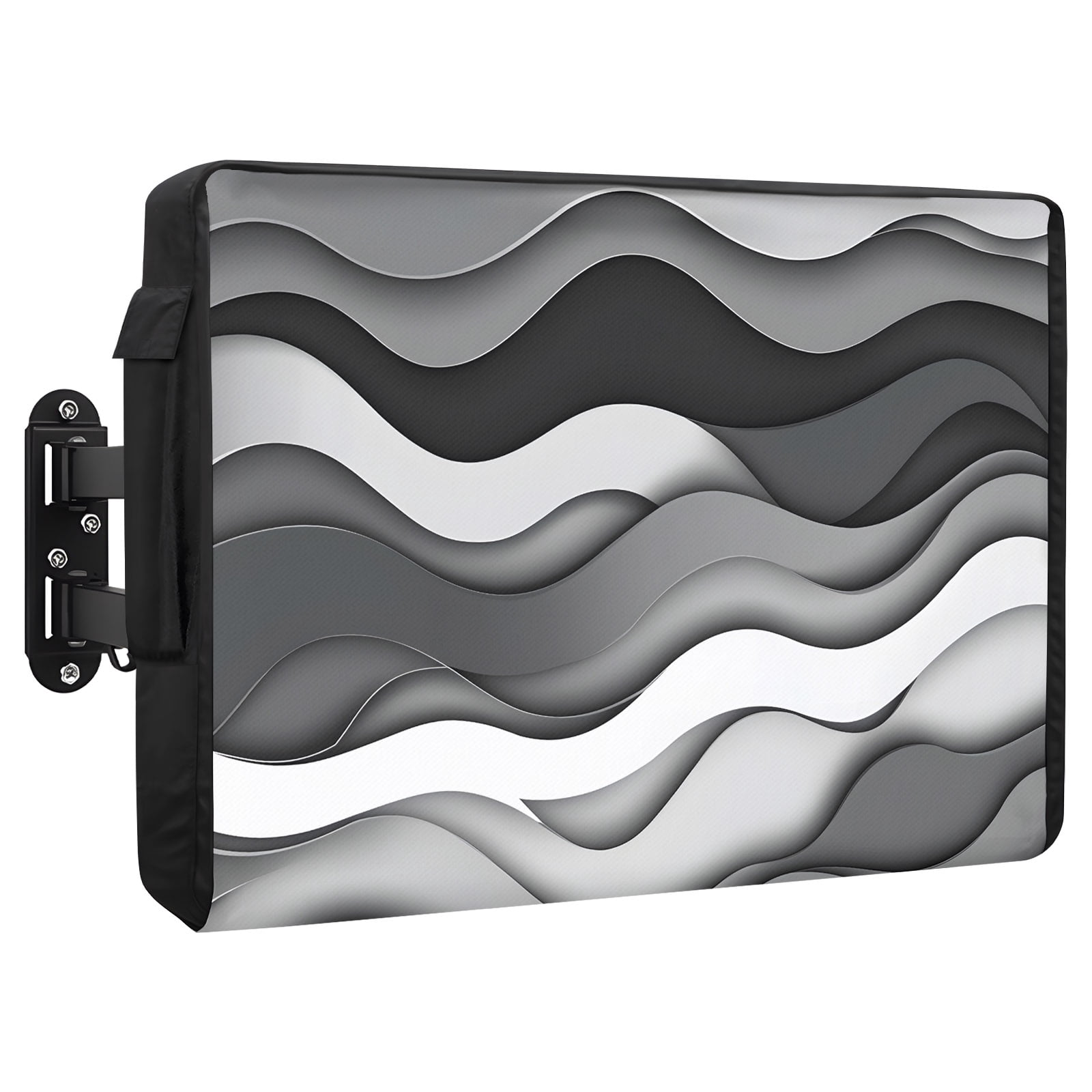 Black Grey Waves Outdoor TV Cover 36 to 39 Inch Abstract Water Ripple ...