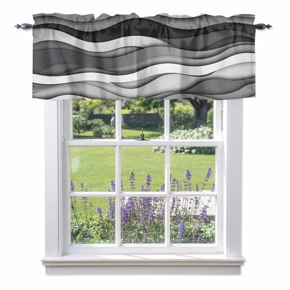 Black Grey Waves Valances for Windows, Abstract Water Ripple Valance ...