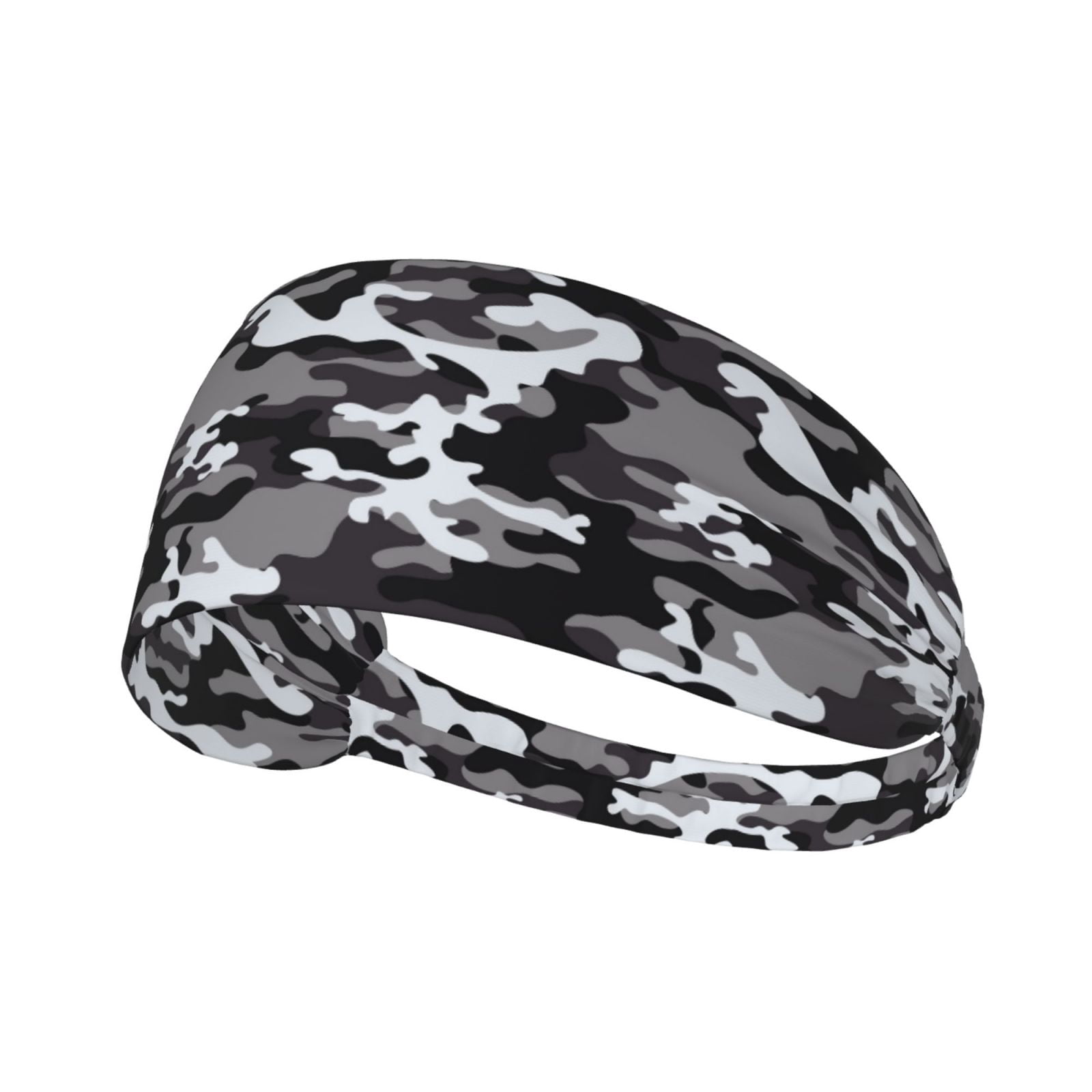 Black Grey White Camouflage Headbands for Women Men, Workout Elastic ...