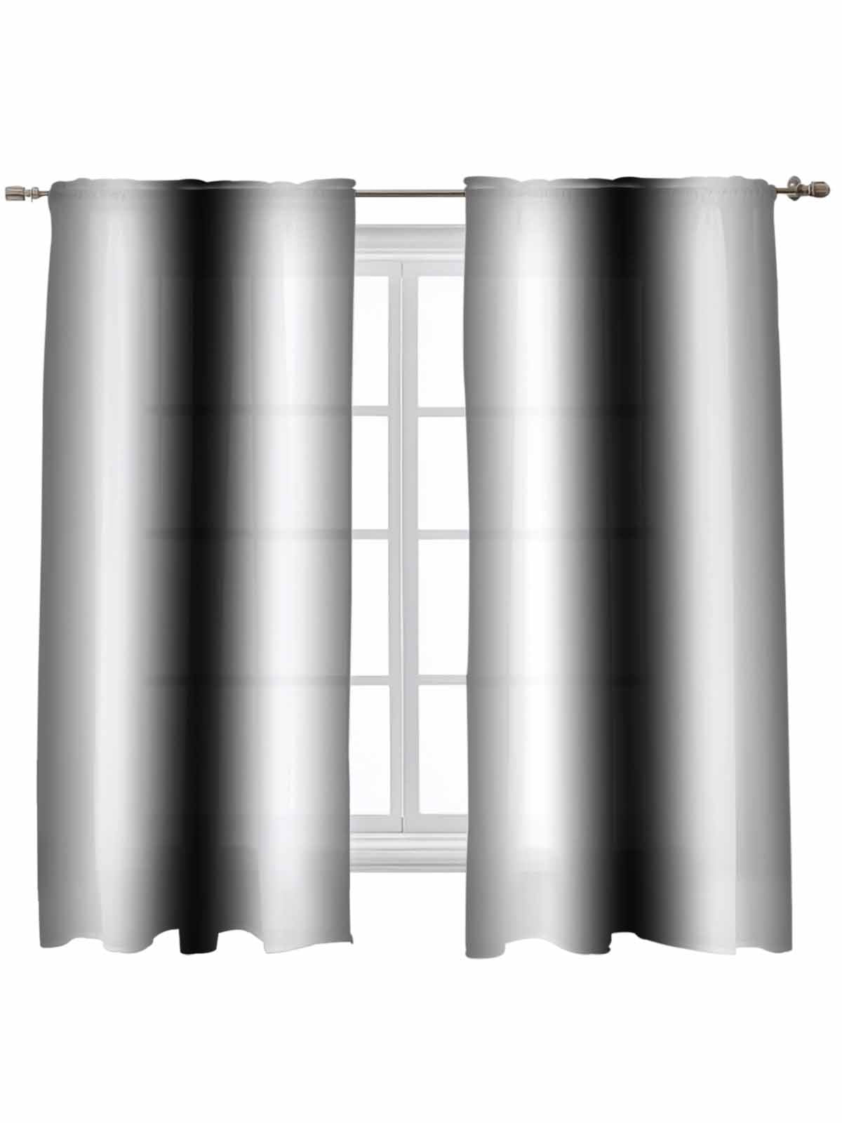 Black Grey White Curtains 72 Inch Length, Sheer Curtains for Bedroom ...