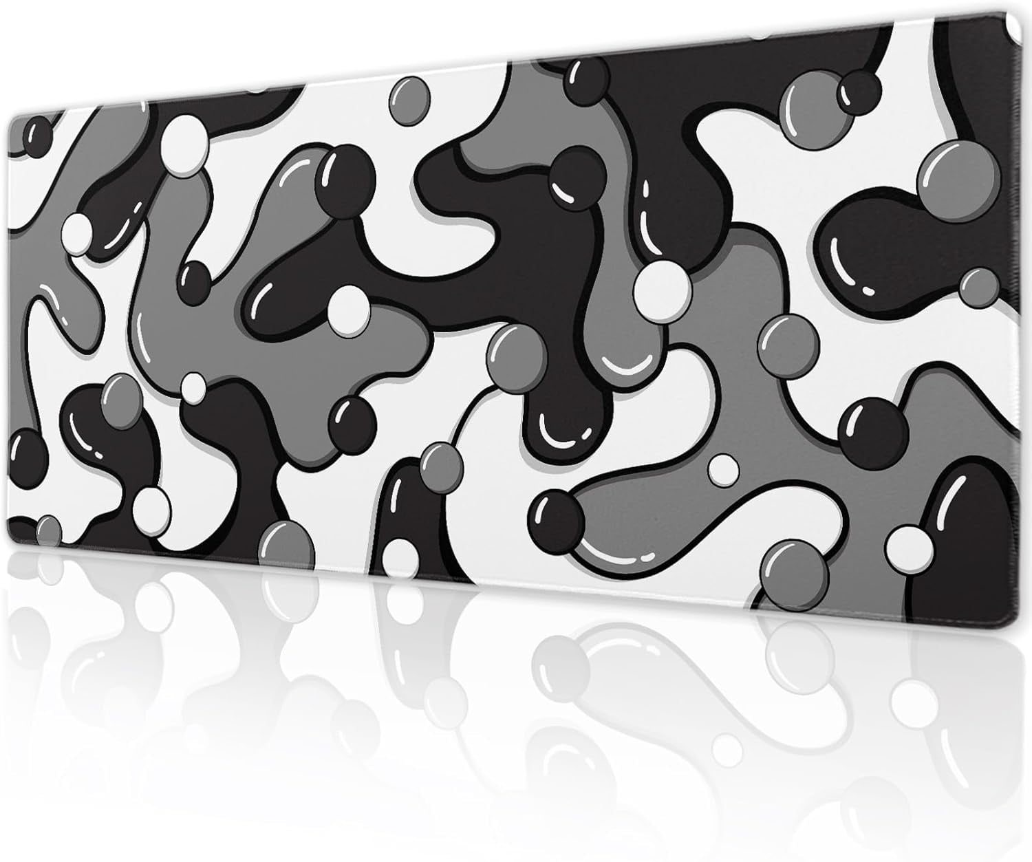 Black Grey White Gaming Mouse Pad Desk Pad XL 31.5×11.8 Inch Japanese ...