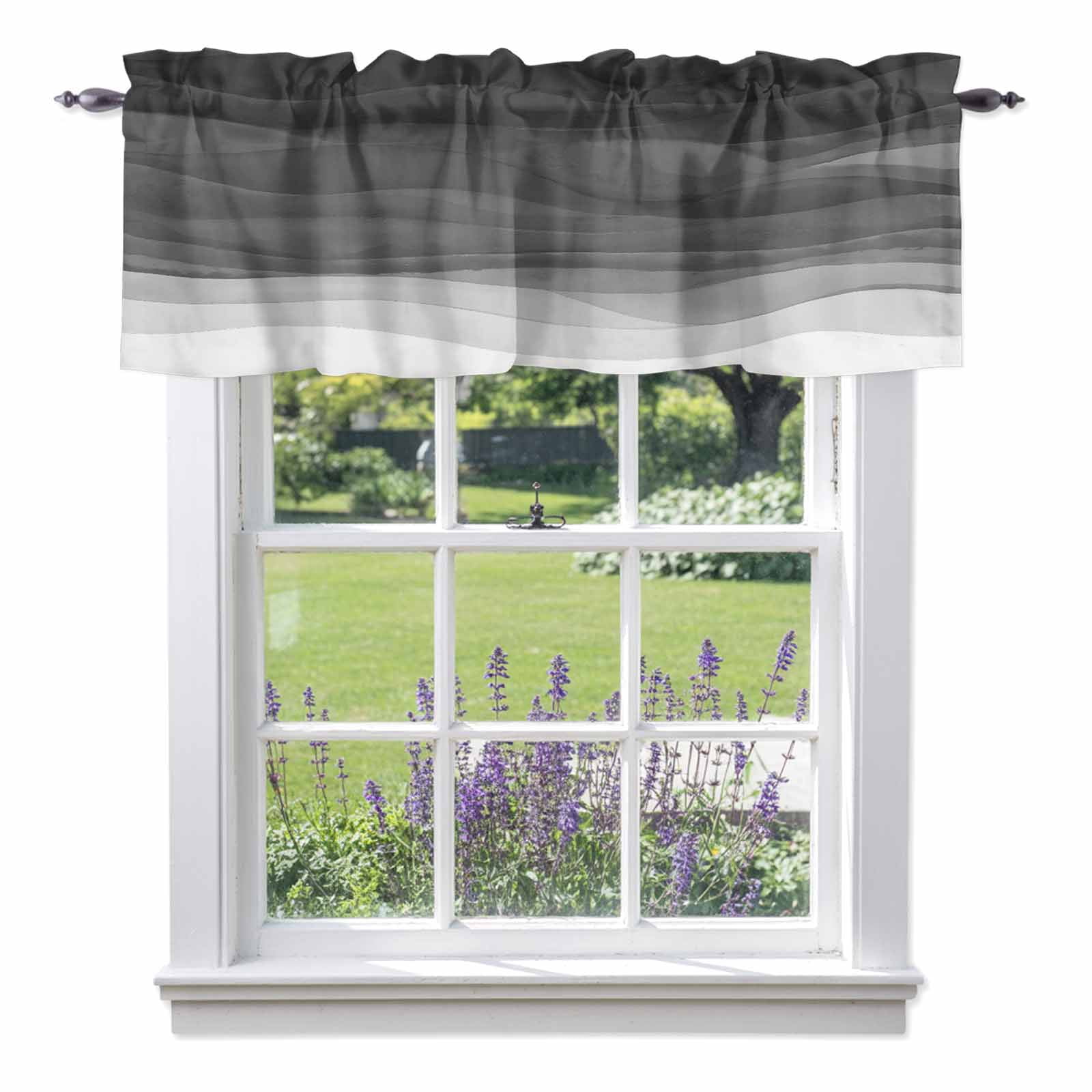 Black Grey White Gradient Stripes Valances for Windows,Rod Pocket ...