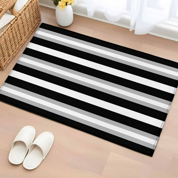 Black Grey White Stripe Area Rugs 2x3 for Living Room, Farmhouse Modern ...