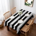 Black Grey White Stripe Table Cloth Waterproof Tablecloths, Farmhouse ...