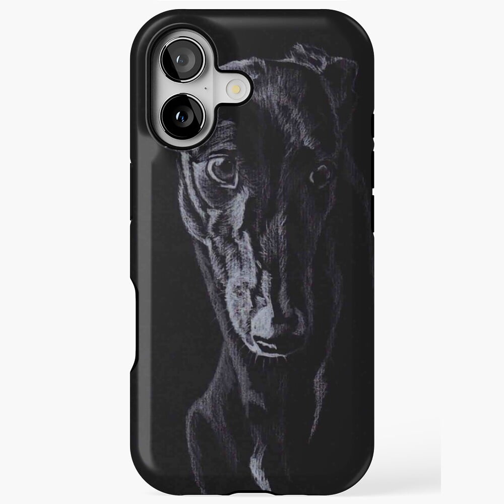 Black Greyhound Silhouette Colored Pencil Drawing Phone Case for iPhone ...
