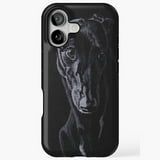 Black Greyhound Silhouette Colored Pencil Drawing Phone Case for iPhone ...