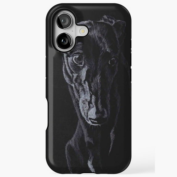Black Greyhound Silhouette Colored Pencil Drawing Phone Case for iPhone ...