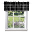 Black Grid Line Valances for Windows, Modern Minimalist Abstract White ...