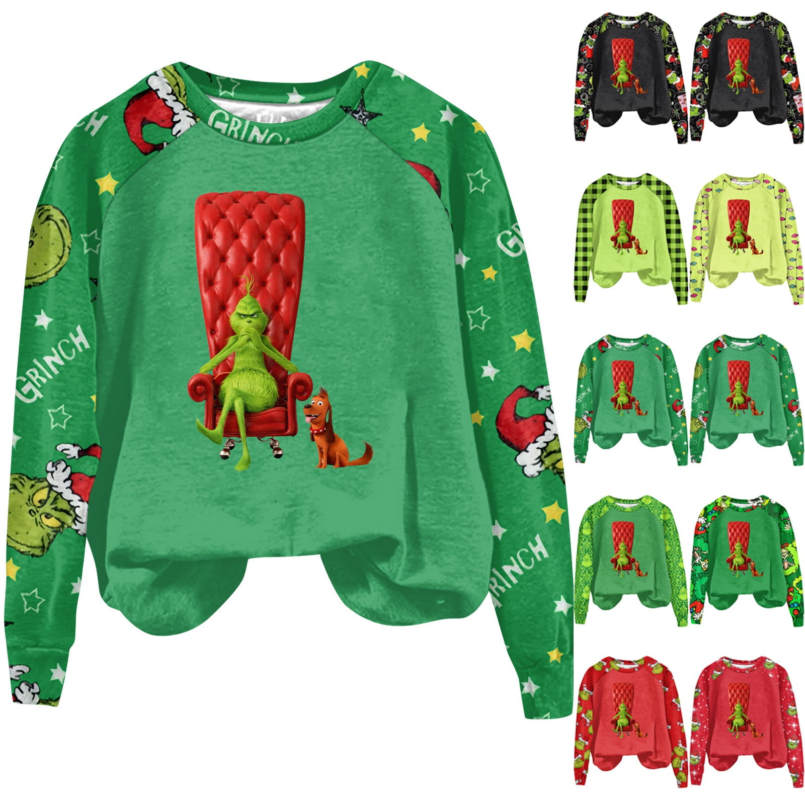 Black Grinch Shirts Casual Blouses, Crewneck Sweatshirts Women Trendy ...