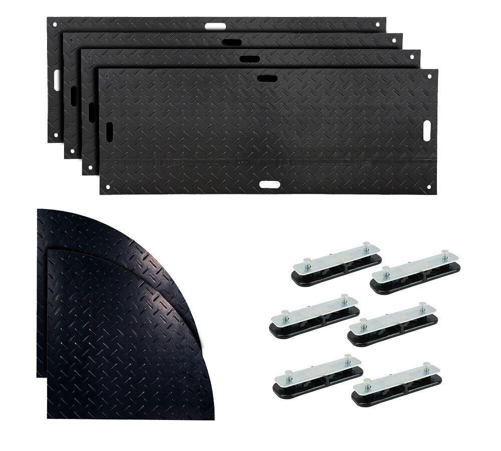 Black Ground Protection Mats – 4ft (W) x 8ft (L) with 4'x4' Heavy-Duty ...