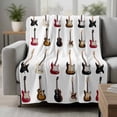 Black Guitar Fleece Throw Blanket Music Instrumentation Abstract Modern ...
