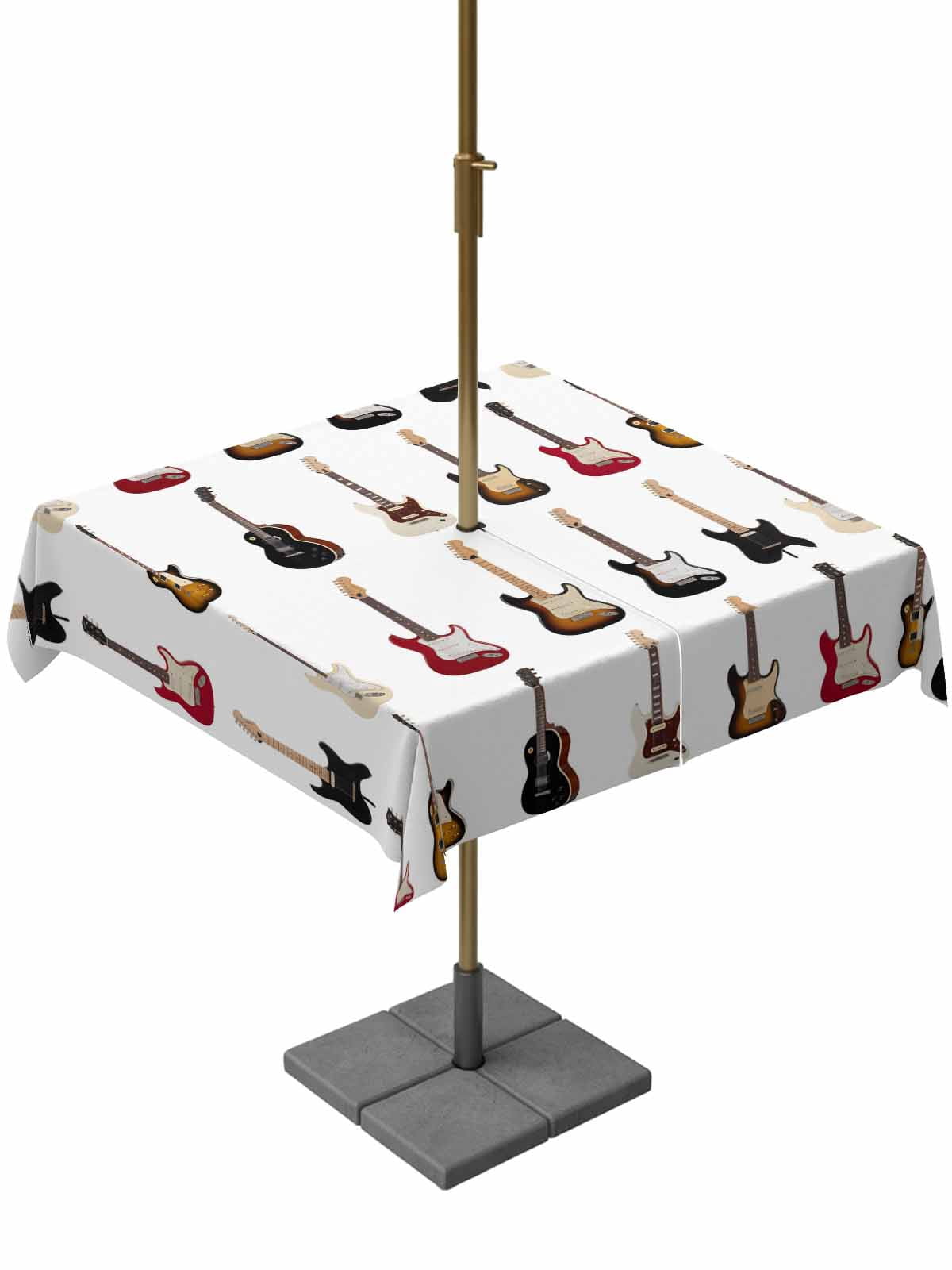 Black Guitar Square Outdoor Tablecloth with Umbrella Hole Music ...