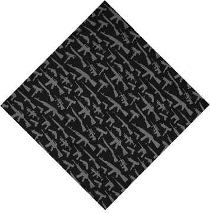 Tactical Clothing Accessories: Black 22"x22" Bandana with Guns & Rifles ...