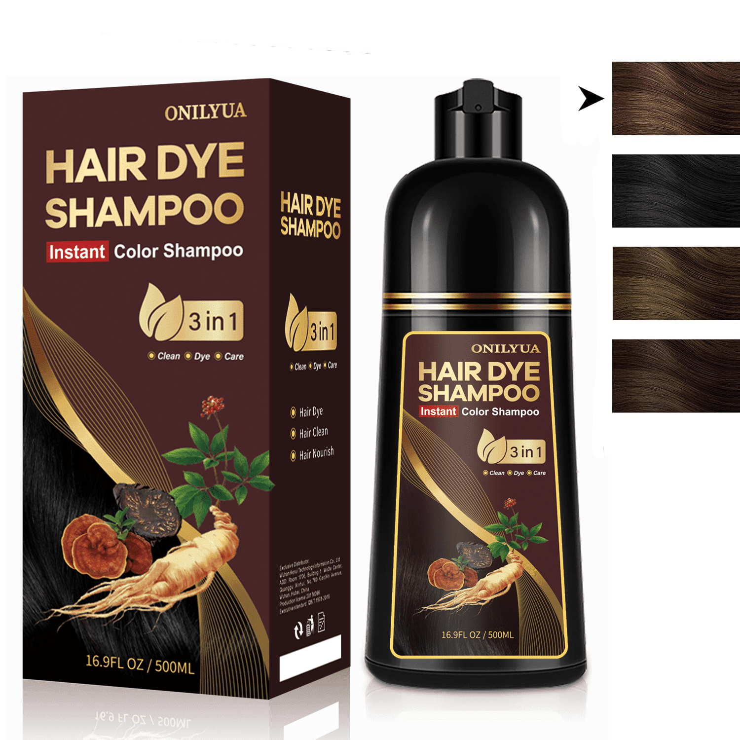 Seroniva Black Hair Dye Shampoo 3-in-1 500 Ml Instant Gray Coverage ...
