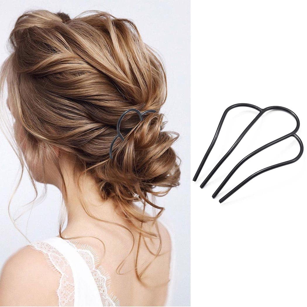 Black Hair Fork Clip Vintage Hair Side Combs Teeth Bun Hair Pin Updo ...