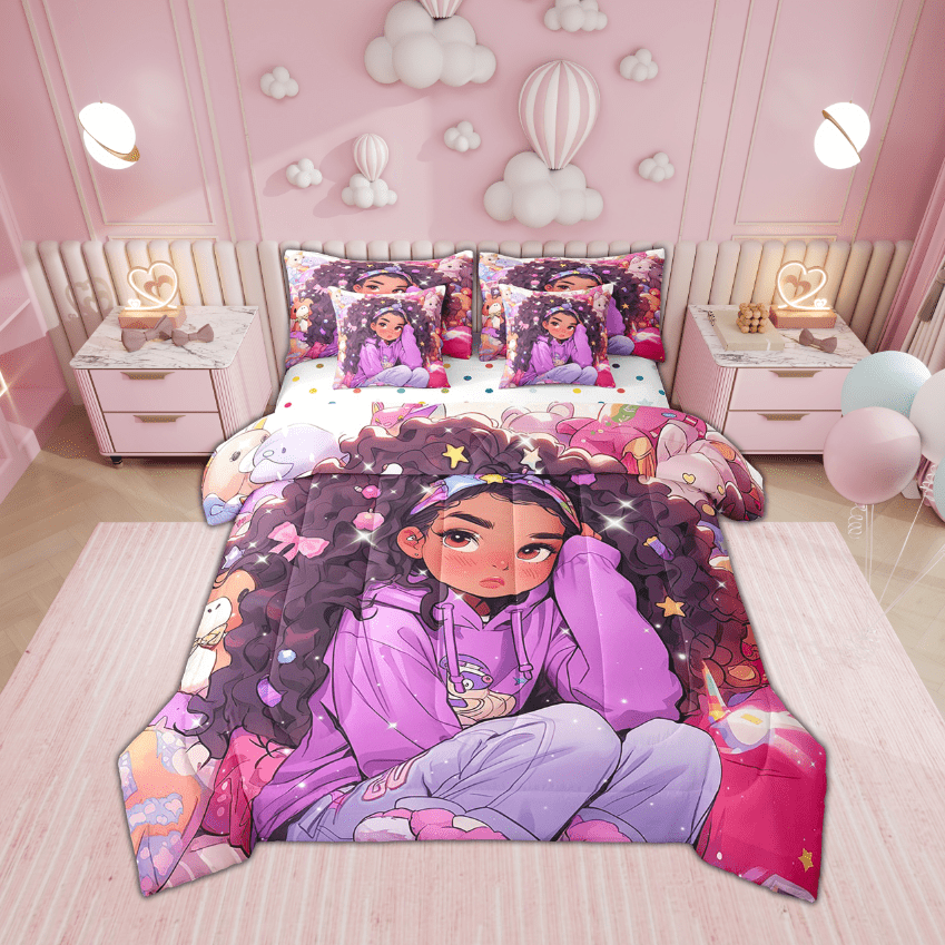 Black Hair Bed in a Bag King Size Comforter Set 7 Pieces,American ...