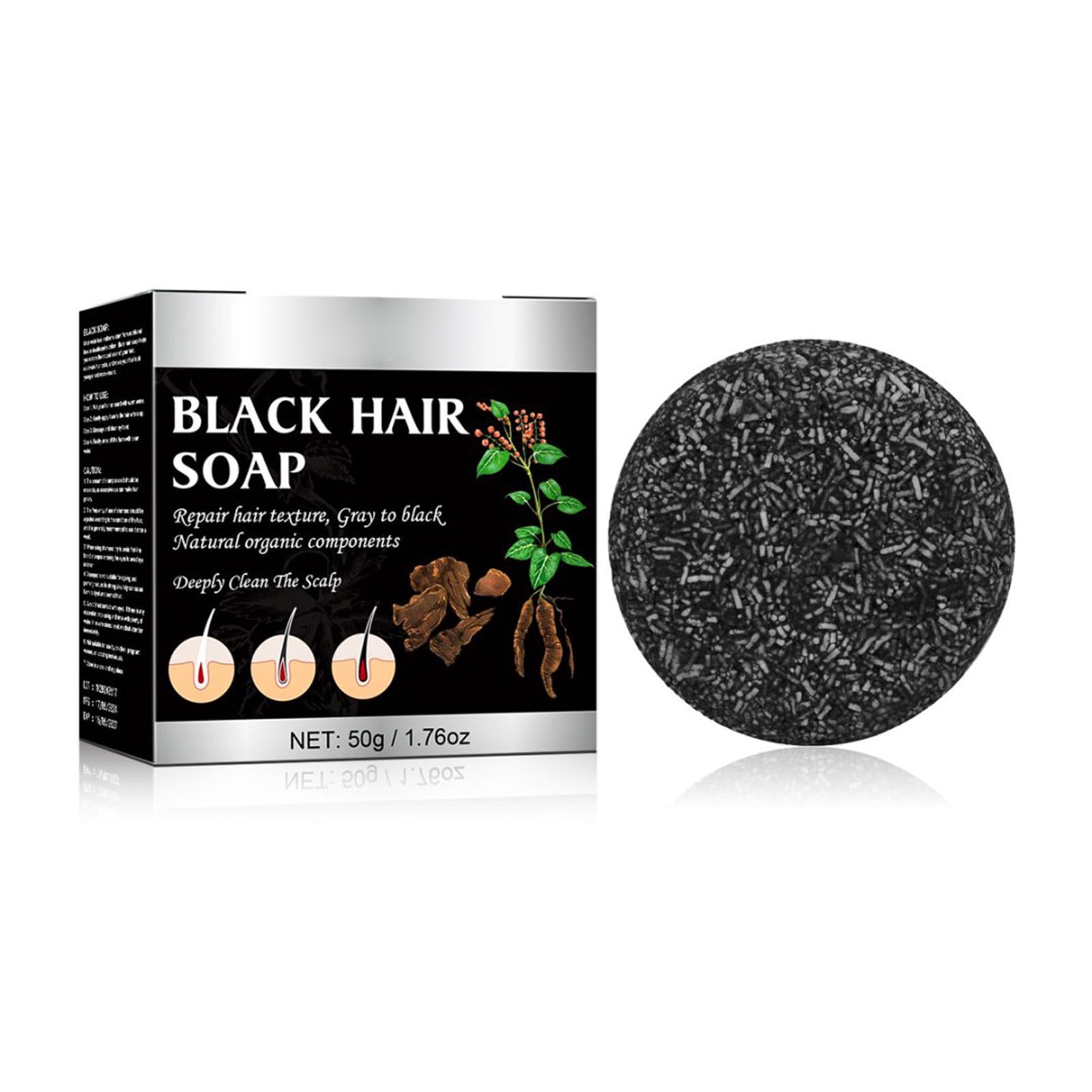 Black Hair Soap 50g/1.76oz (Pack of 2) - Repair Hair Texture,Gray to ...