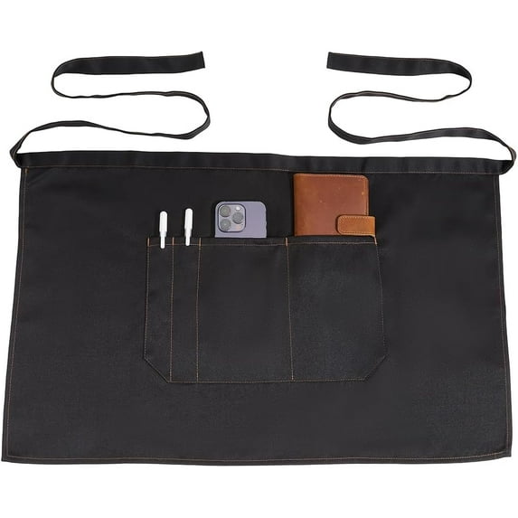 Black Half Apron Waist With Pocket Utility Work Cotton Cloth Fabric ...