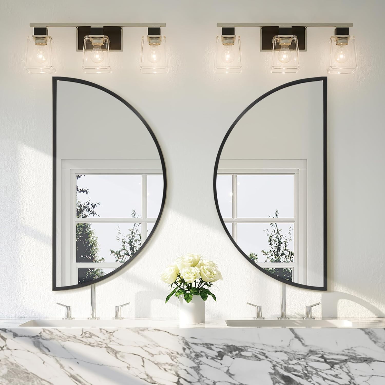 Black Half Circle Mirror- Half Moon Mirror Metal Frame DIY for Bathroom ...