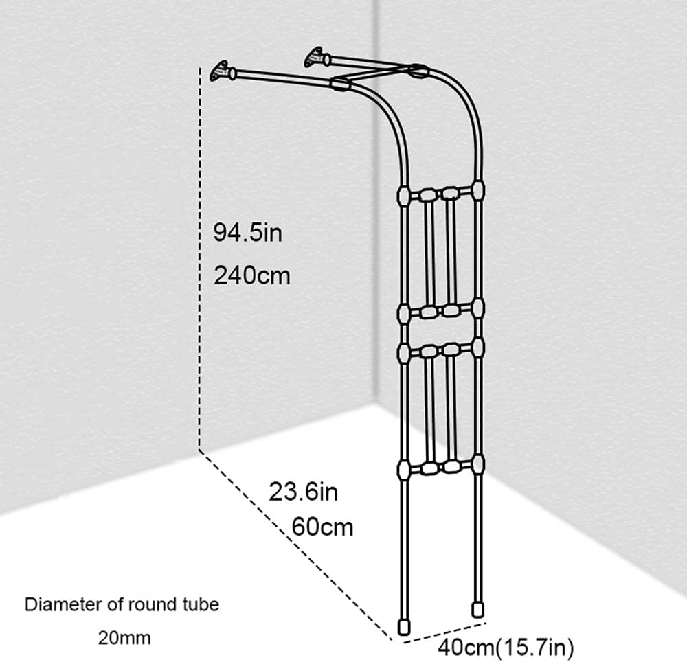 Black Half-Side Garden Vine Support Frame, Metal Steel Pipe Outdoor for ...