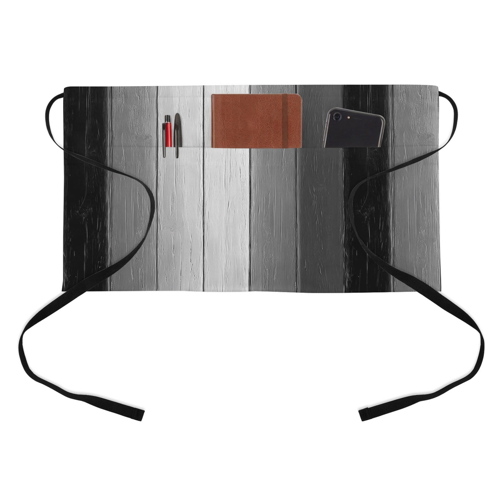 Black And Half Waist Apron White Grey Gradient Wood Grain Farmhouse ...