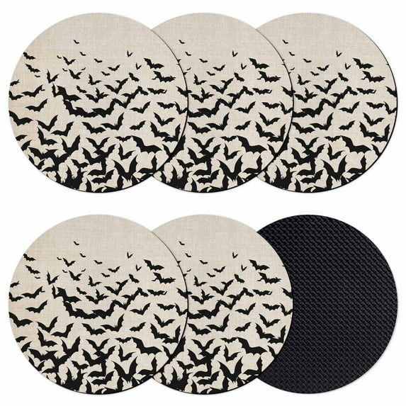 Black Halloween Bat Coasters for Drinks,Absorbent Non Slip Rubber Drink ...